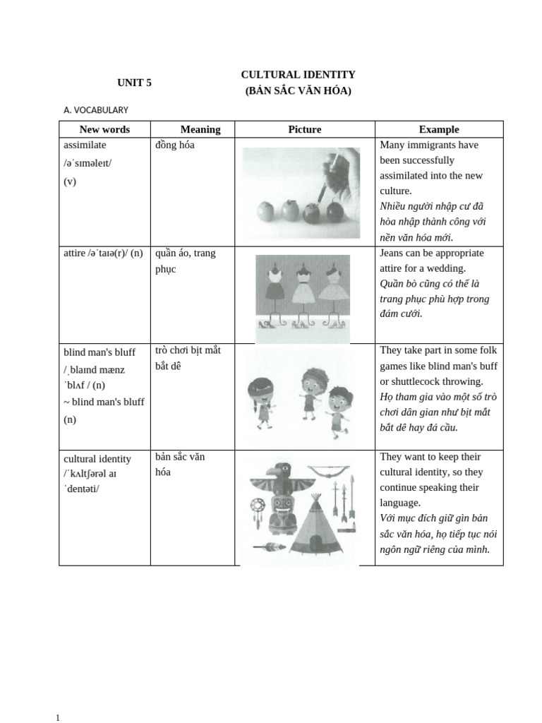 G12 Unit 5 - Cultural Identity | PDF