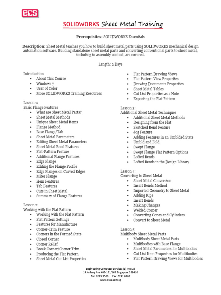 SOLIDWORKS Sheet Metal Training - v2 | PDF | Sheet Metal