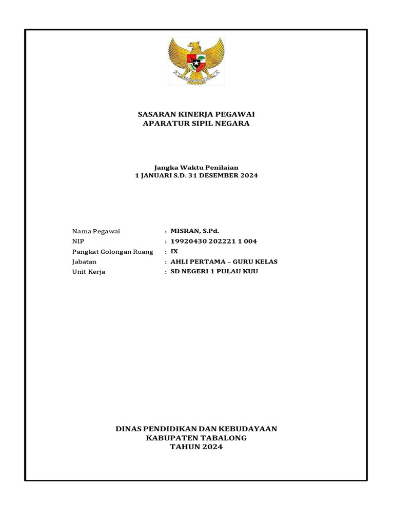 Sasaran SKP Tahun 2024 - Misran | PDF