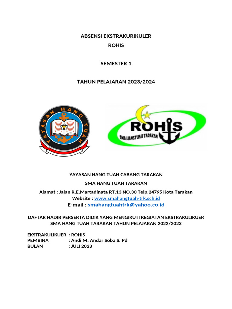 Absensi Ekstrakurikuler | PDF