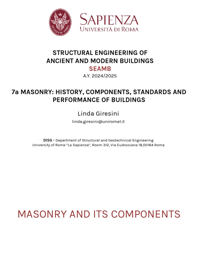 7a - Masonry - Components-Building Behavior | PDF | Lime (Material ...