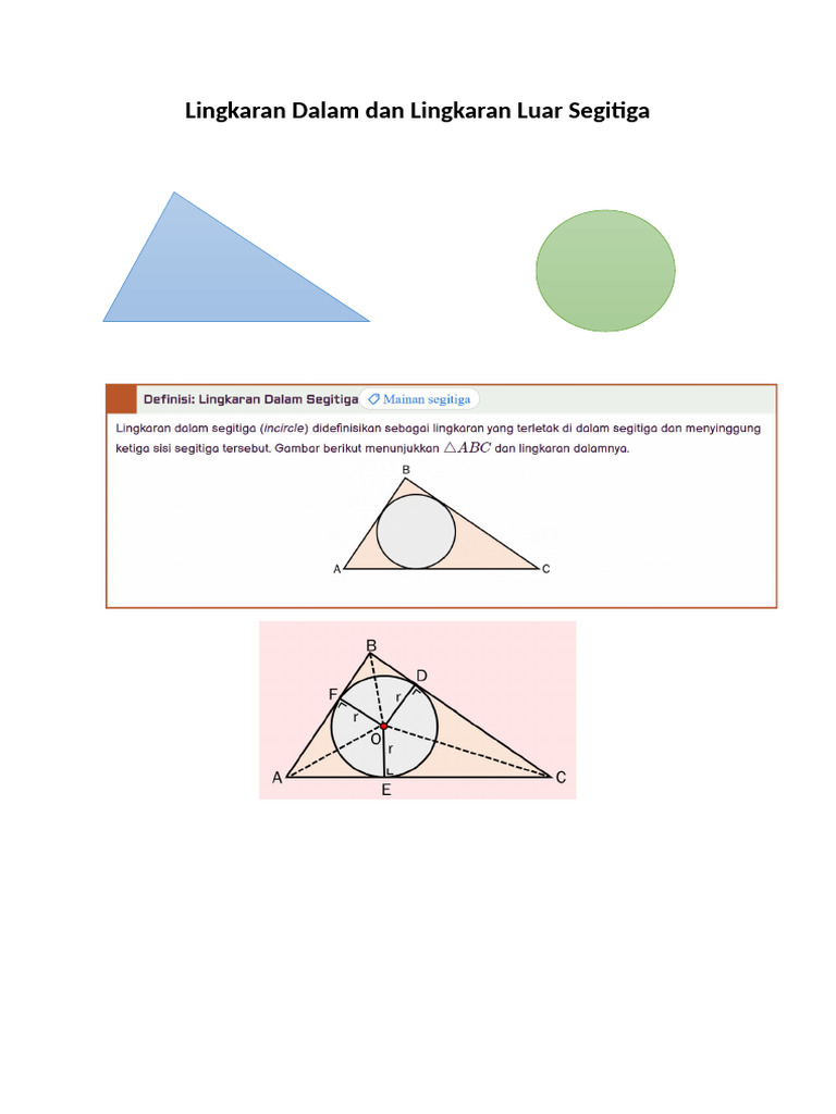 2425 - Materi - Lingkaran - Lingkaran Dalam Dan Luar Segitiga - XI | PDF