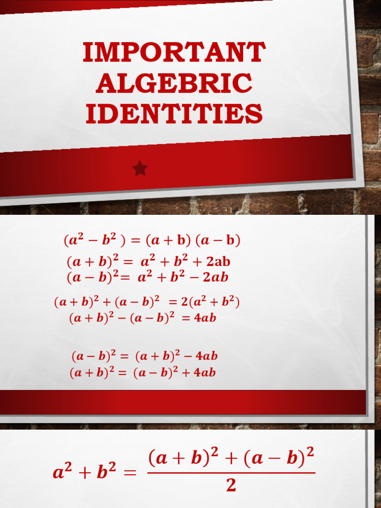 211) Algebra Identities | PDF