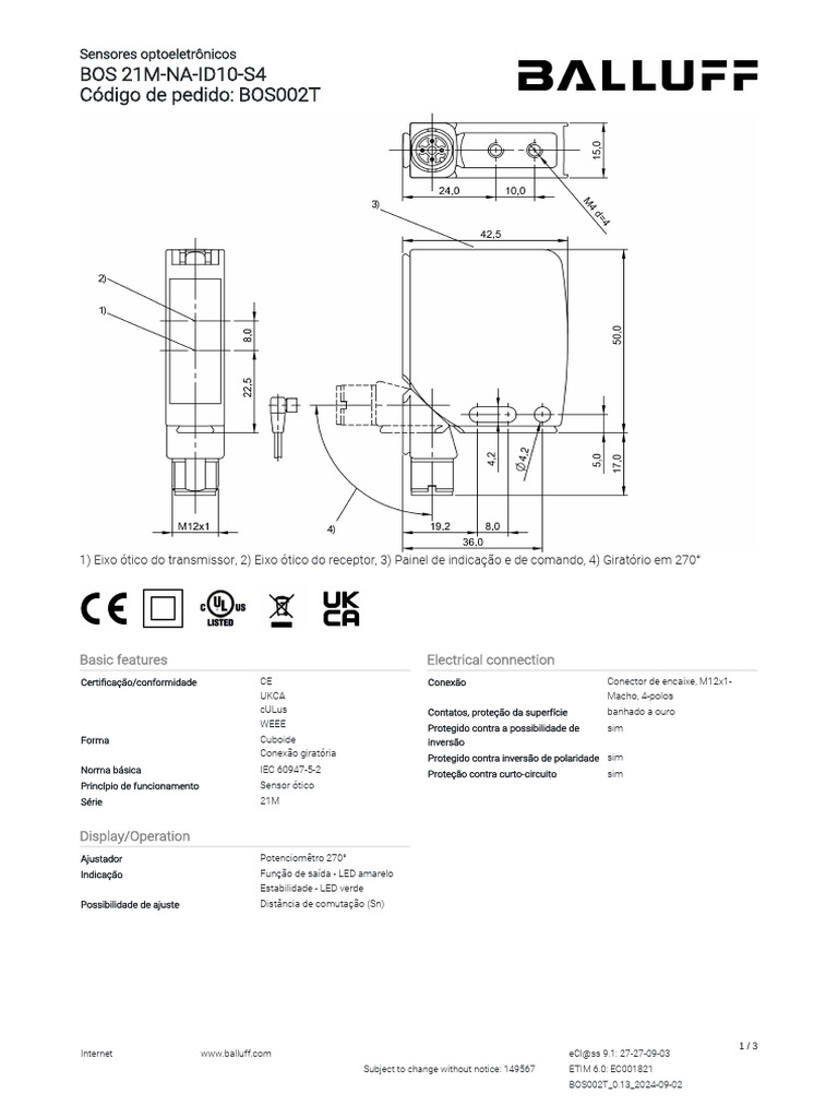 Datasheet BOS002T 149567 PT | PDF | Engenharia Elétrica | Eletricidade