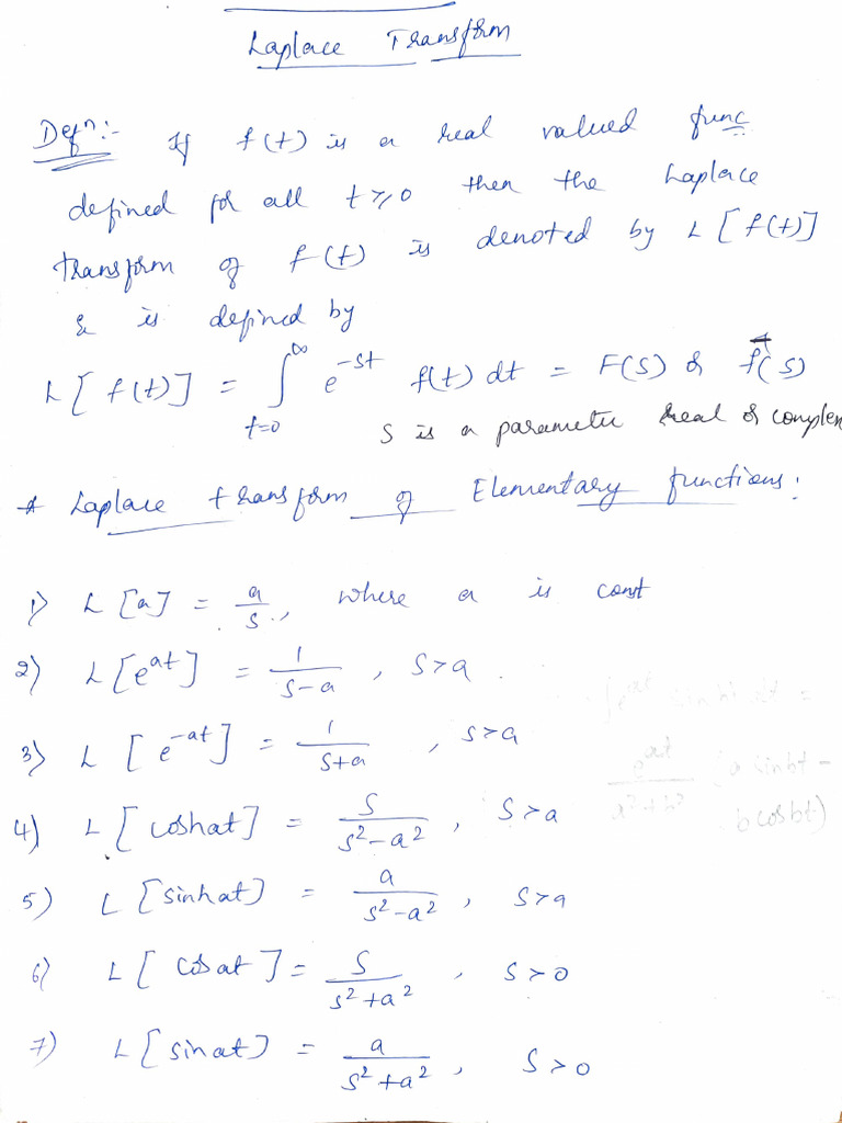 Module 2 - Laplace Transforms Notes | PDF