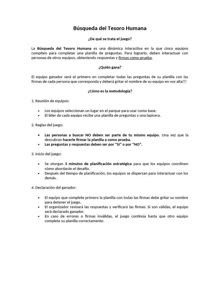 Búsqueda del Tesoro Humana (2) | PDF
