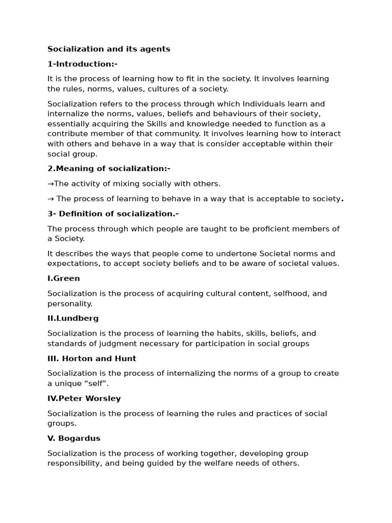 Understanding Socialization Agents | PDF | Socialization | Identity ...