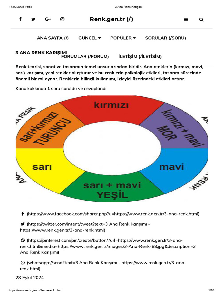 3 Ana Renk Karışımı | PDF