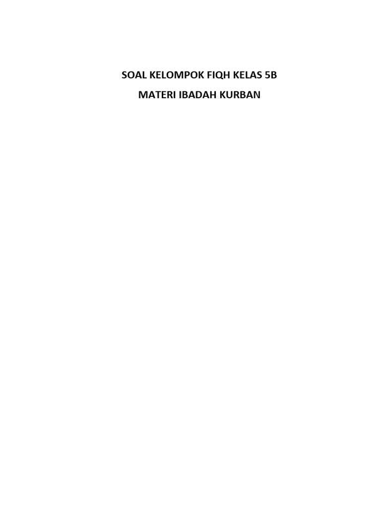 Soal Kelompok Fiqh Kelas 5B | PDF