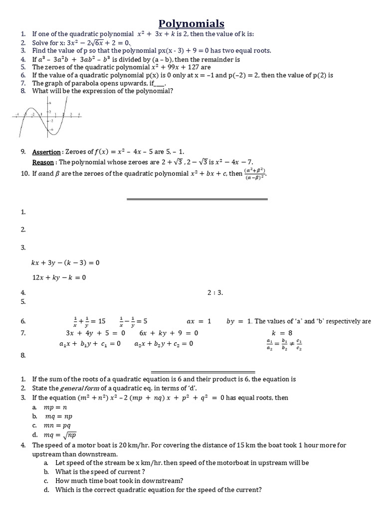 Maths Practice Qs | PDF | Polynomial | Quadratic Equation