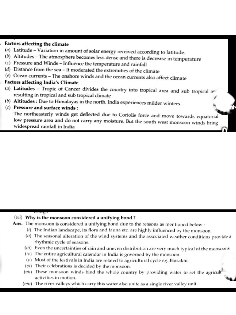Class 9 Important Question of Climate | PDF