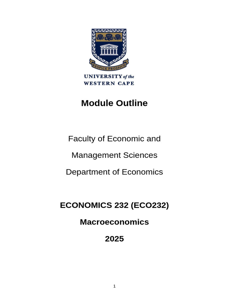ECO232 Macroeconomics Module Outline | PDF | Macroeconomics | Economies