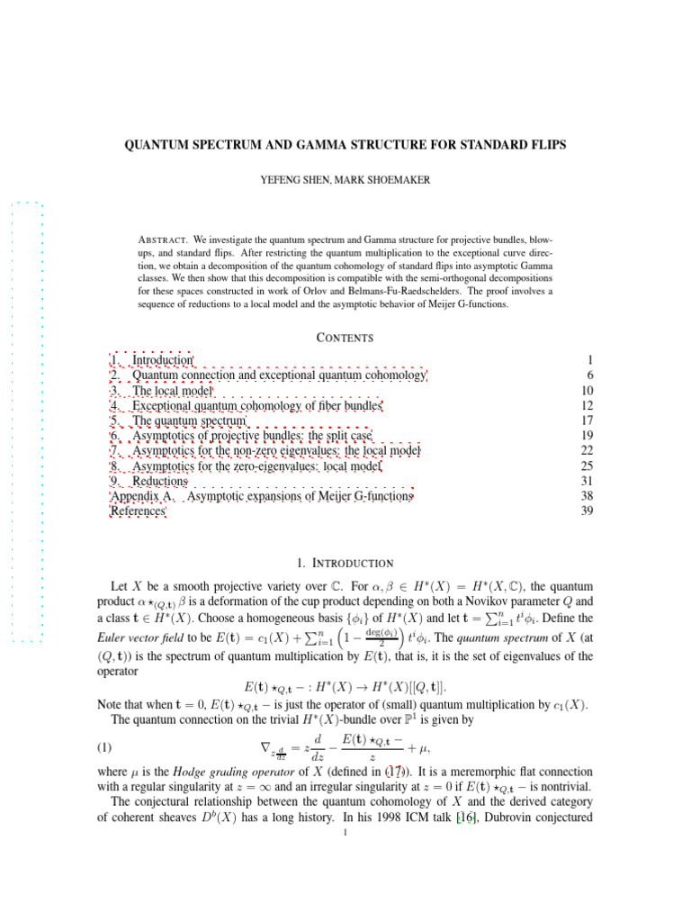Quantum Spectrum and Gamma Structure For Standard Flips | PDF | Algebra | Algebraic Topology