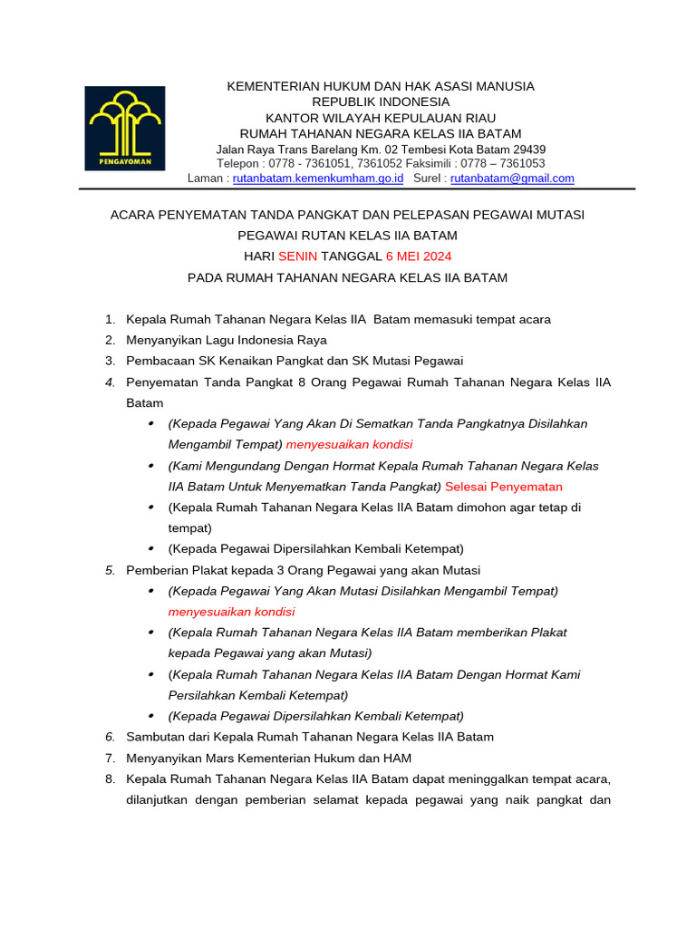 Susunan Acara Kenaikan Pangkat | PDF