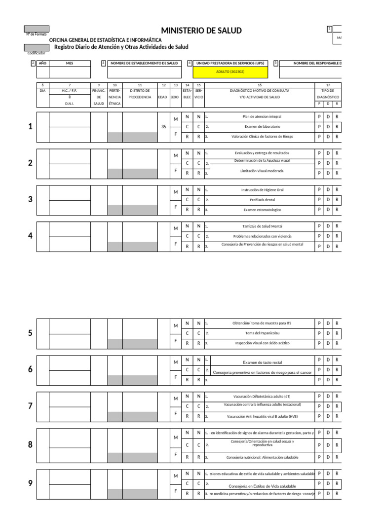 Formato - His Adulto COMPLETO | PDF | Obesidad | Cuidado de la salud