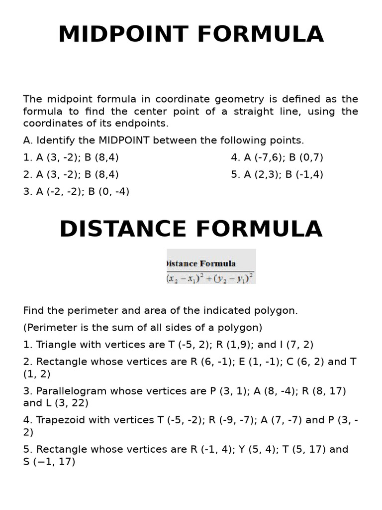 MIDPOINT FORMULA | PDF