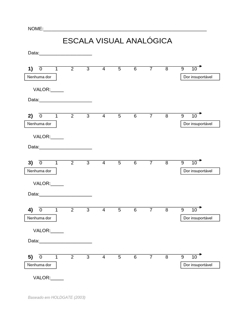 VAS - Escala Visual Analógica | PDF