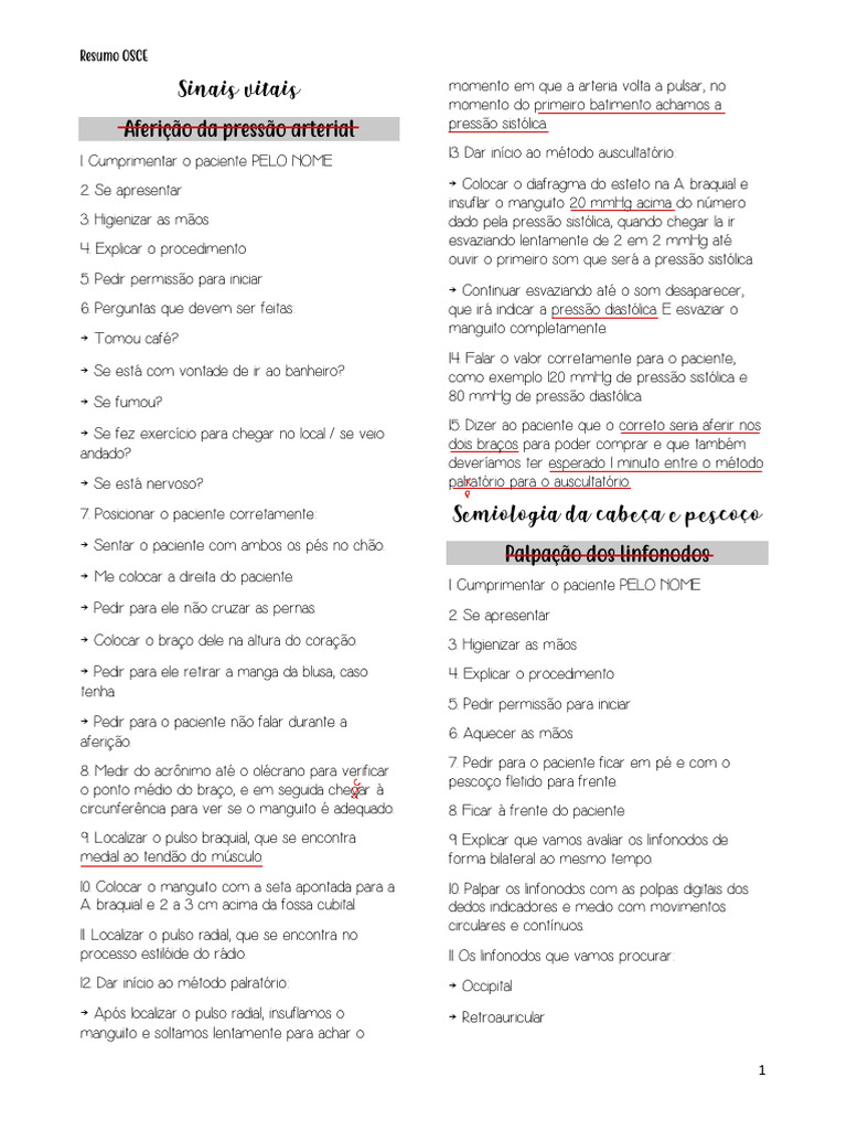Resumo OSCE (1) | PDF | Sistema respiratório | Pressão sanguínea