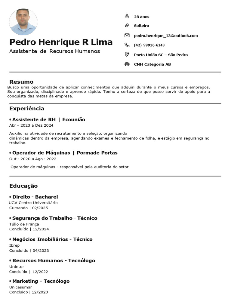 Currículo - Pedro Henrique | PDF