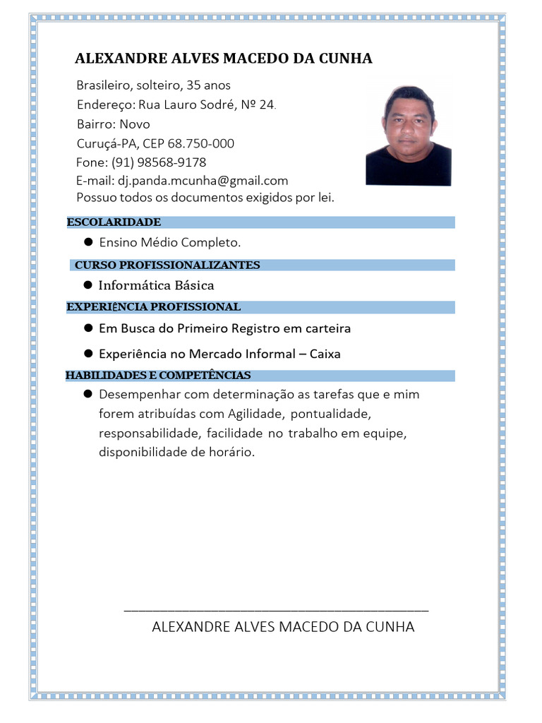 Curriculo Alexandre Cunha | PDF