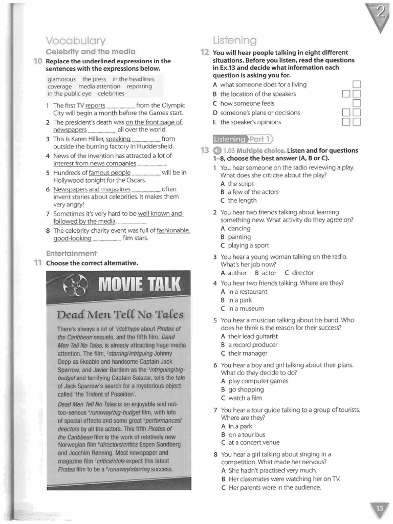 Unit 2 Listening and Vocabulary b2 | PDF