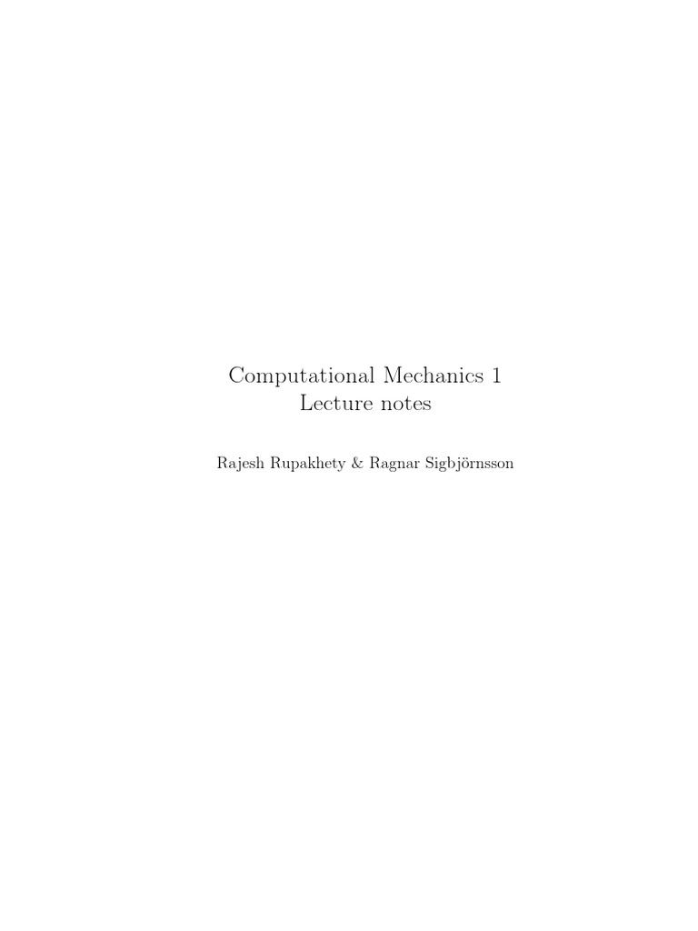 Lecture Notes in Computational Mechanics | PDF | Matrix (Mathematics ...