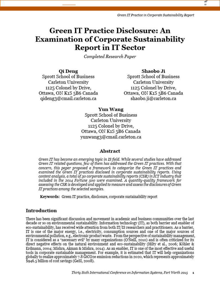 Green IT Practices in Corporate Reports | PDF | Sustainability ...