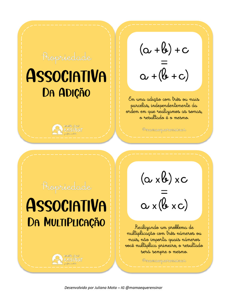 Propriedades Matemáticas - Flashcards | PDF