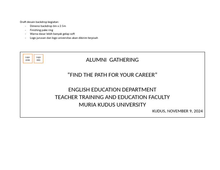 Draft Desain Backdrop Kegiatan Alumni Gathering | PDF