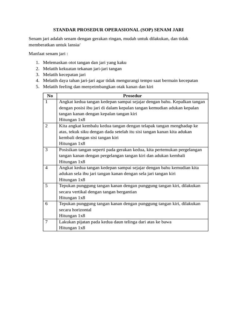 Sop Senam Jari - Deyda Meisya | PDF