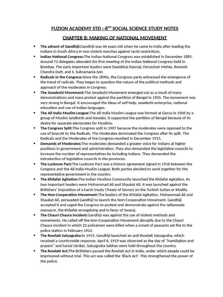 Making of National Movement | PDF | Mahatma Gandhi | Politics Of India