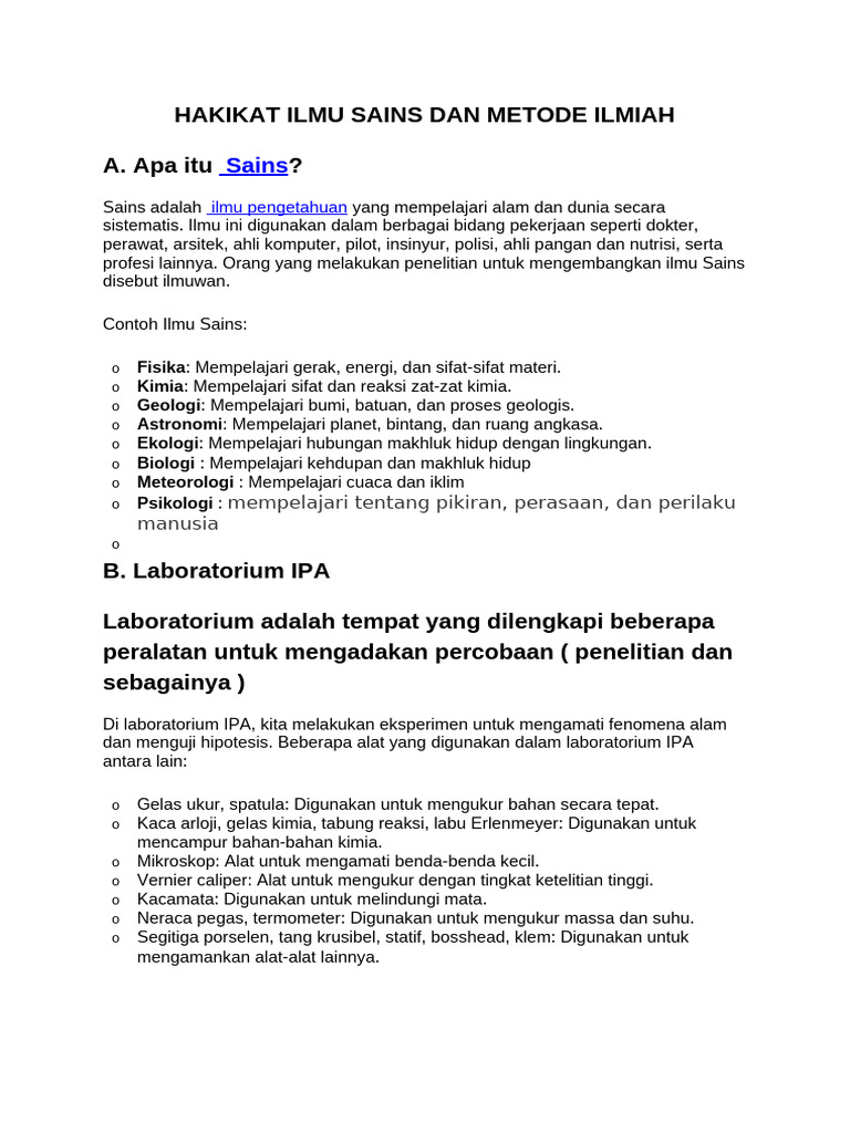 HAKIKAT ILMU SAINS DAN METODE ILMIAH | PDF