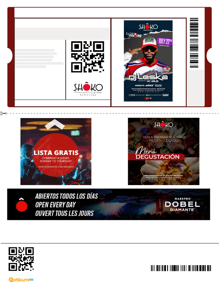 Entrada Shôko BCN + Bebida 22/07/24 | PDF