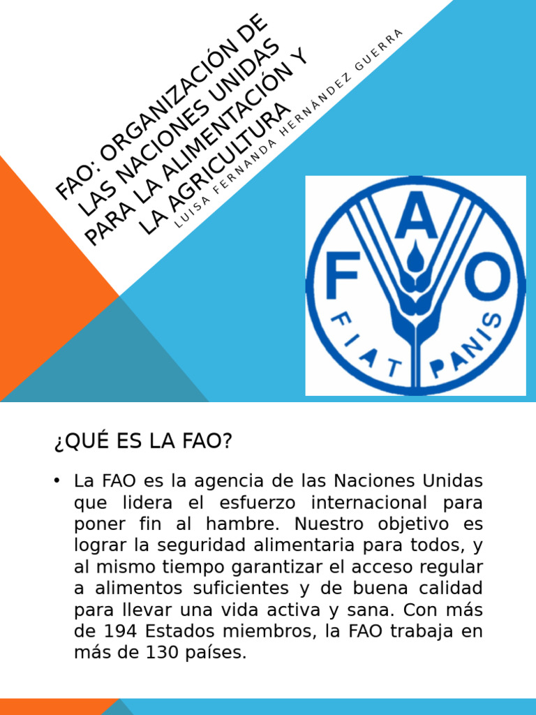 Qué es y qué hace la FAO | PDF | Organización de Comida y Agricultura ...