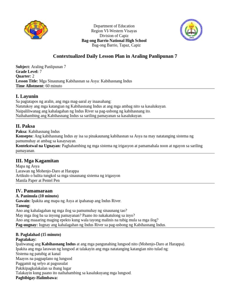 Contextualized Lesson Plan AP-7 Q2 | PDF