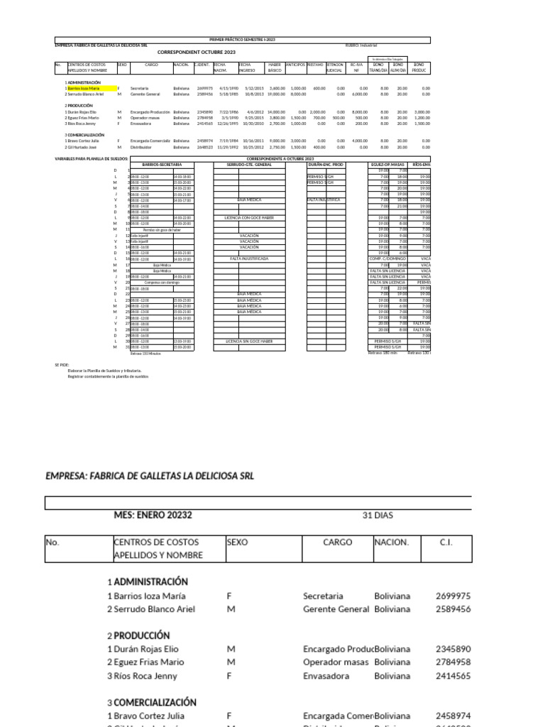Planillas - 2023 FAB GALLETAS | PDF