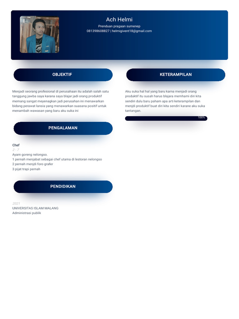 CV Ach Helmi Riwat Hidup | PDF