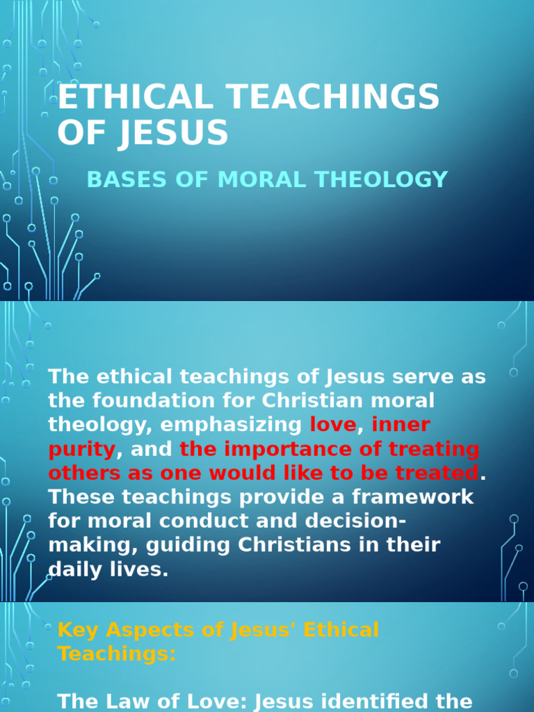 Jesus' Ethical Teachings in Moral Theology | PDF | Catholic Church ...