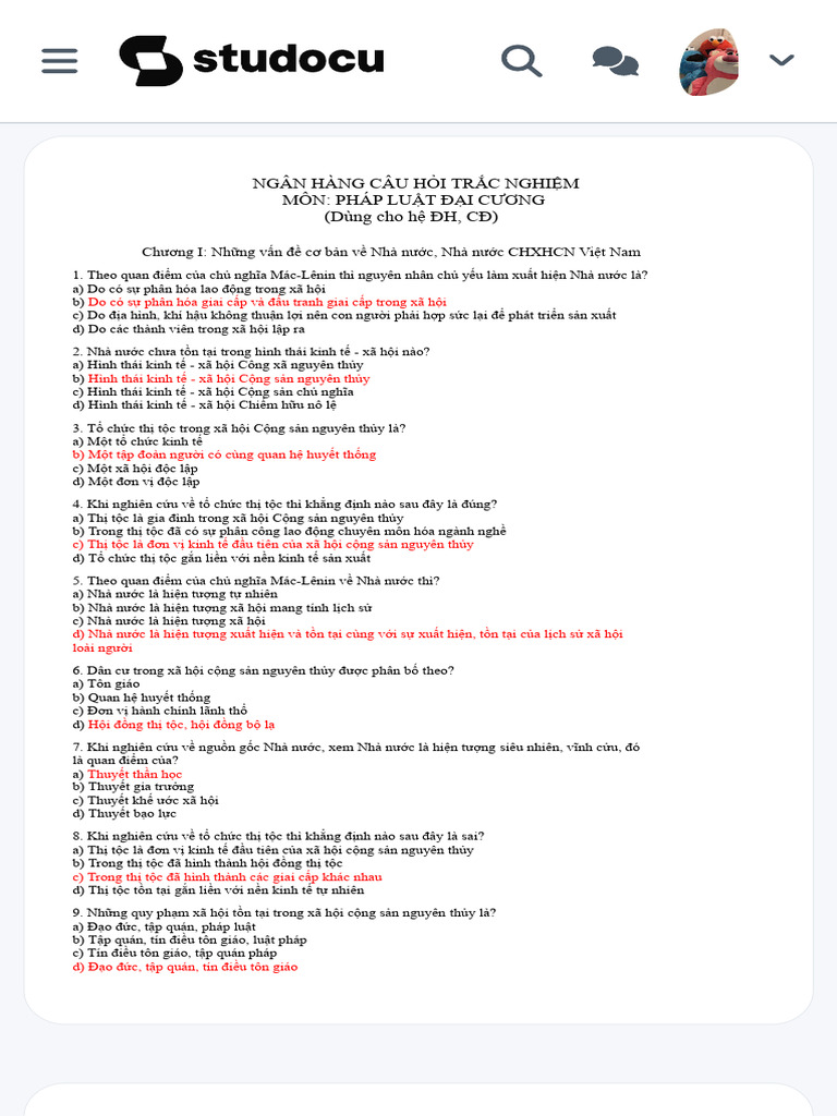 UFM Trac nghiem PLDC - Trắc nghiệm ôn tập - NGÂN HÀNG CÂU HỎI TRẮC NGHIỆM MÔN PHÁP LUẬT ĐẠI ...