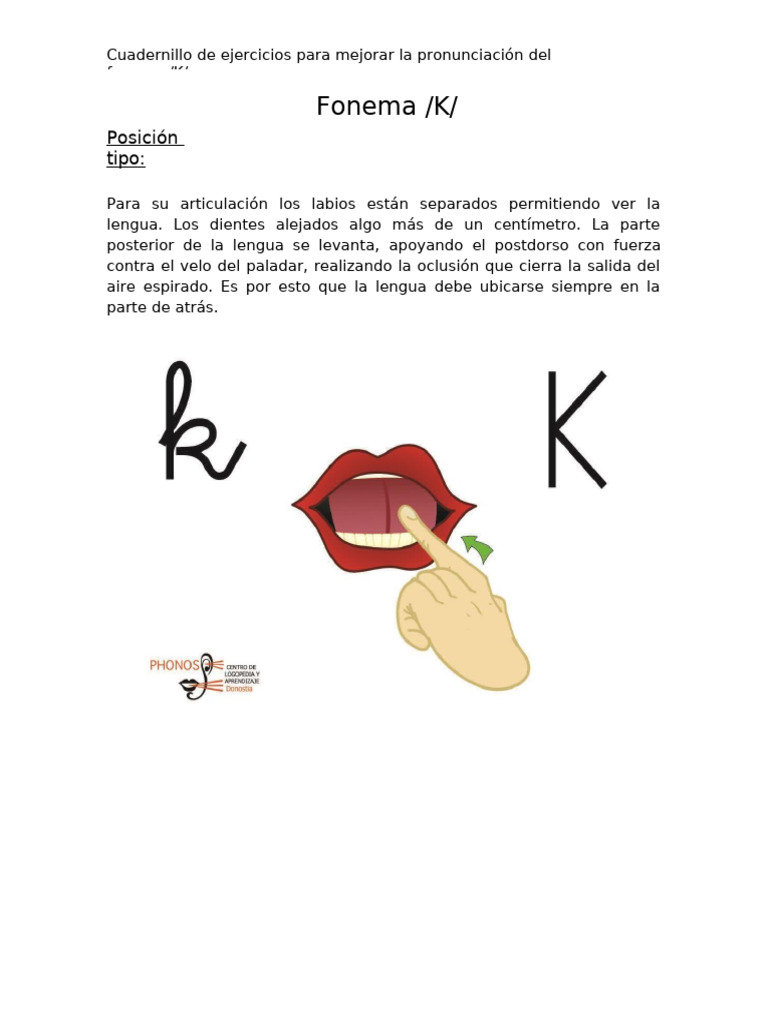Cuadernillo Fonema K | PDF | Boca | Rasgos faciales