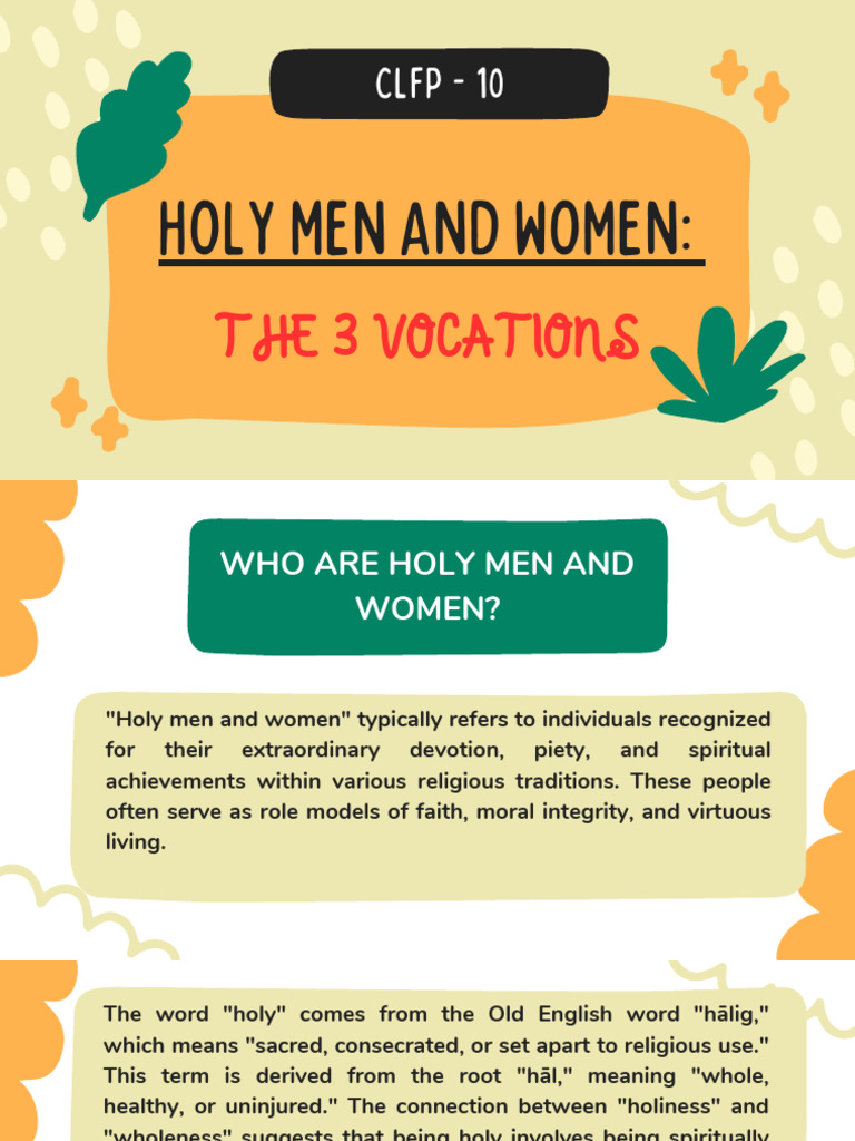 Holy Men and Women The 3 Vocations | PDF | Catholic Church | Priest