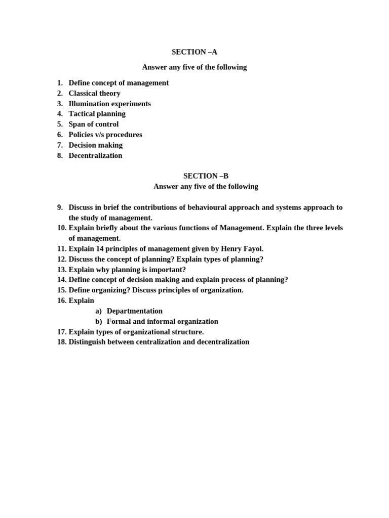 Pom Important Questions | PDF