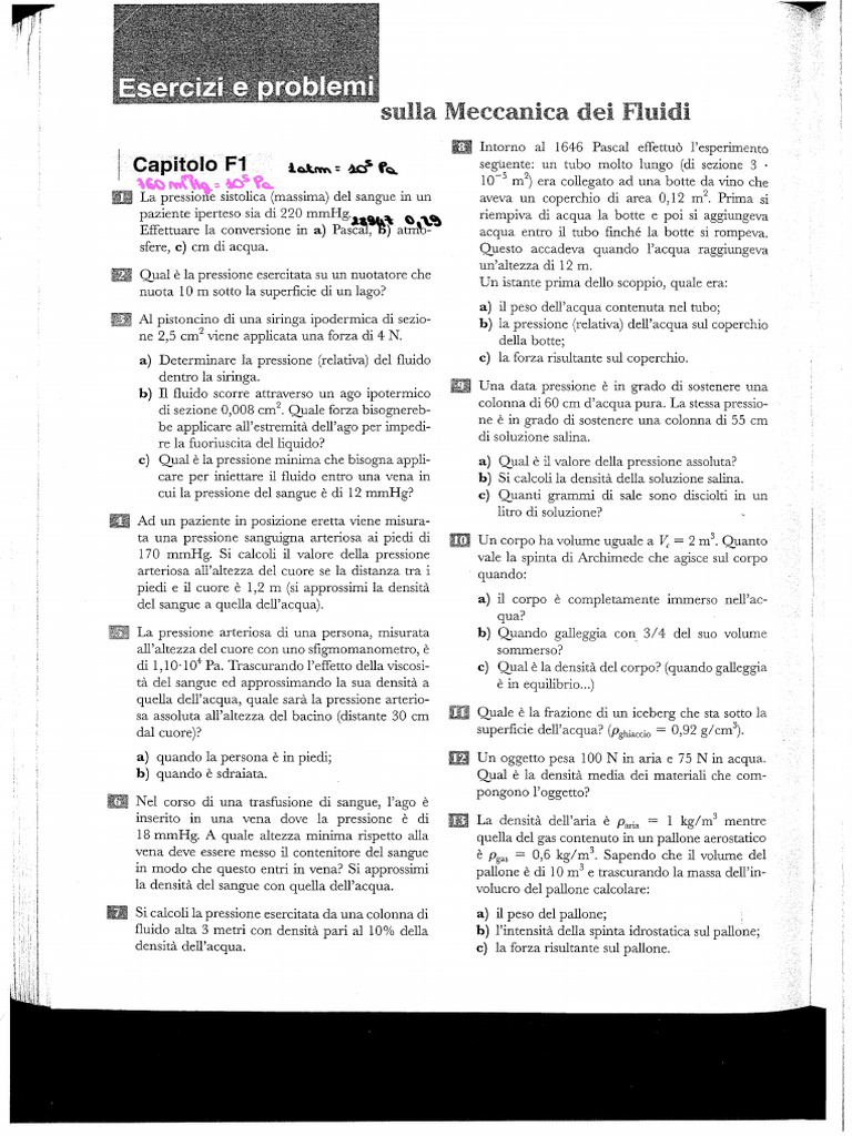 Esercizi Fluidi 240919 155016 | PDF