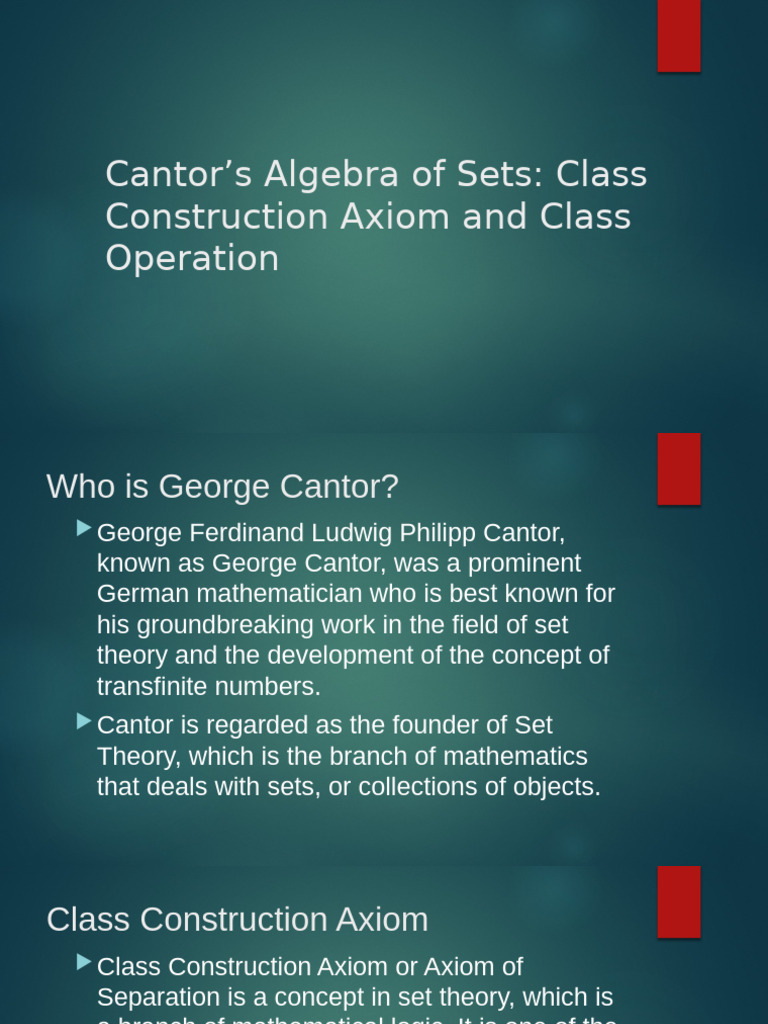 Cantors Algebra of Sets | PDF | Set (Mathematics) | Axiom