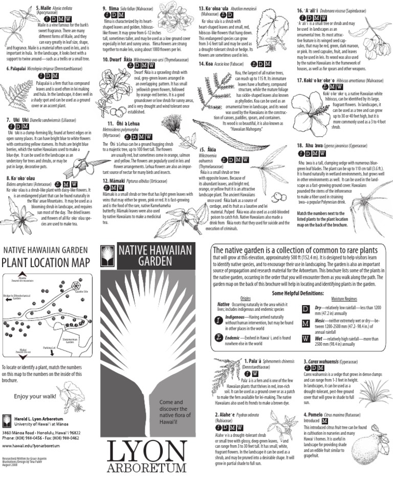 Native Hawaiian Plant Garden Map | Trees | Botany