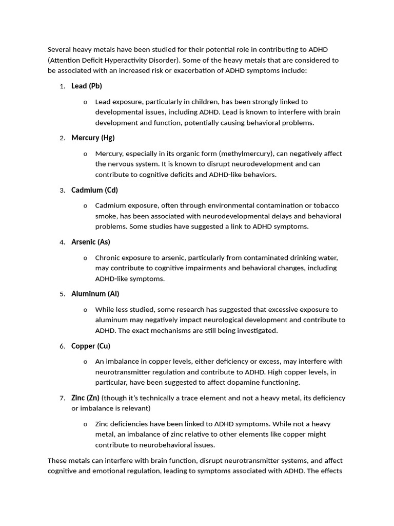 Heavy Metals Linked to ADHD Risks | PDF | Attention Deficit ...