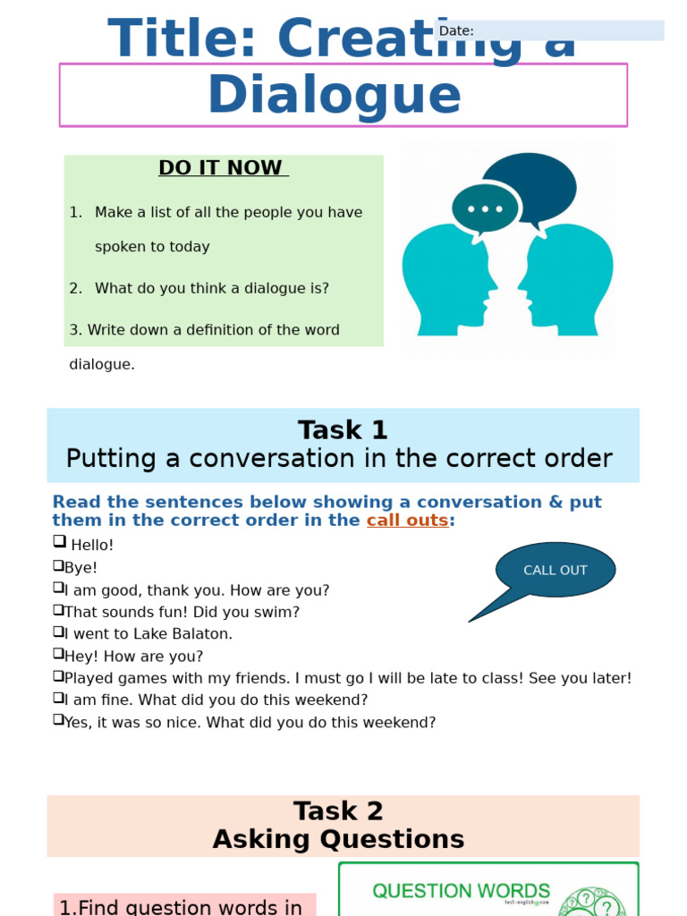 Unit 1 - Creating A Dialogue | PDF