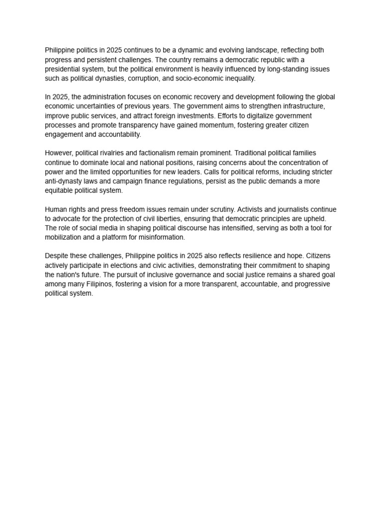 Philippine Politics and Governance 2025 | PDF