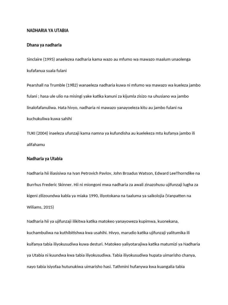 Nadharia Ya Utabia | PDF