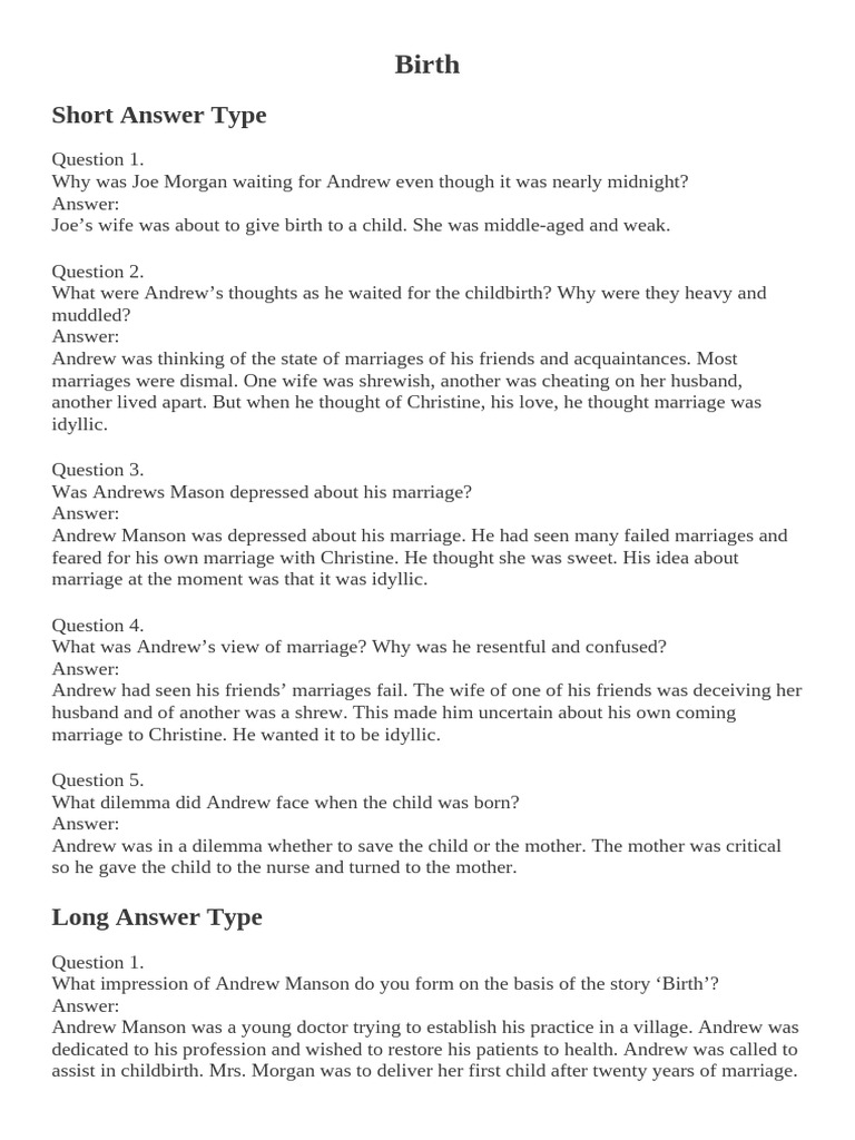 Birth Question and Answers | PDF